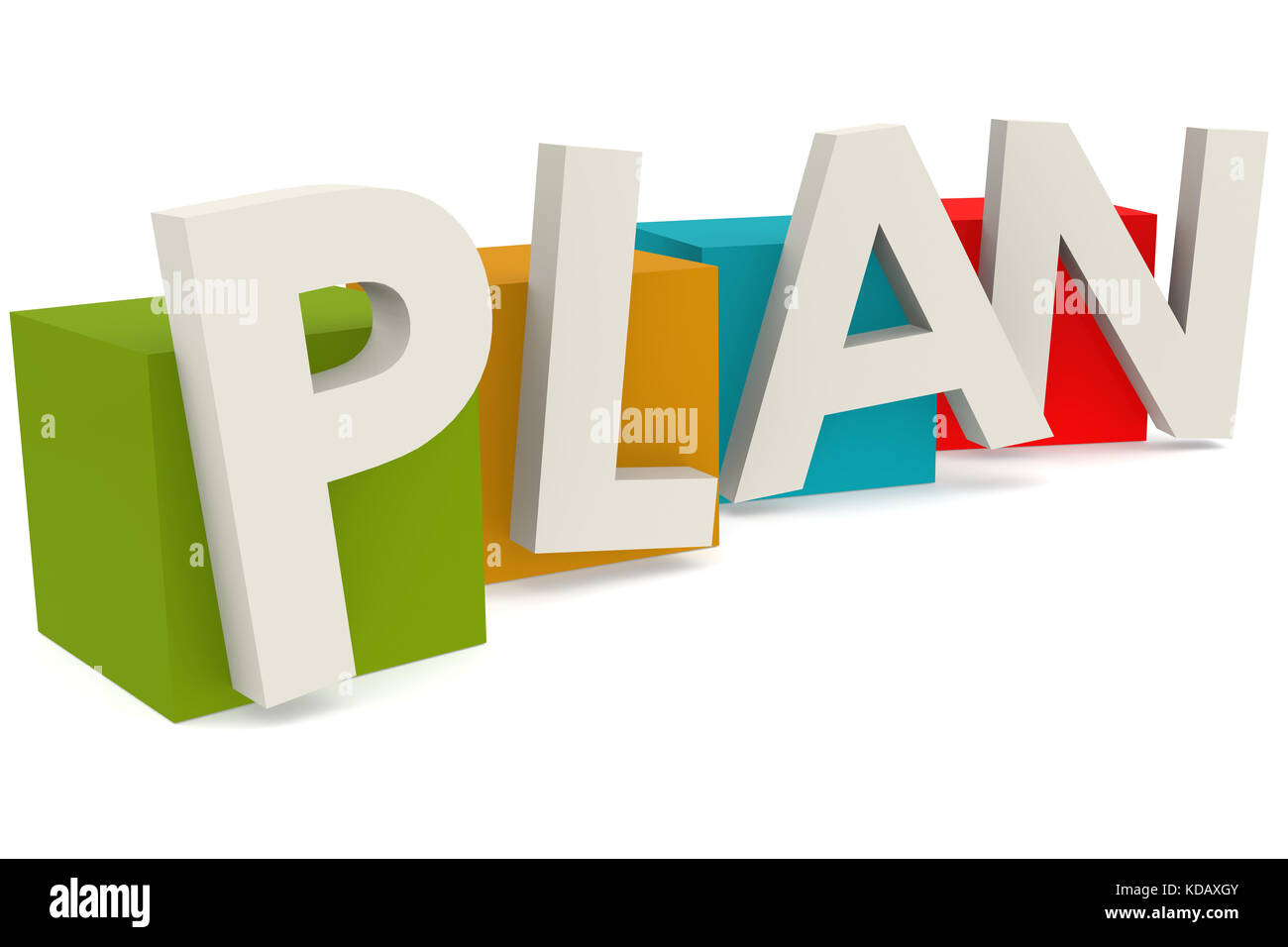 Colorful cube with plan word, 3D rendering Stock Photo - Alamy