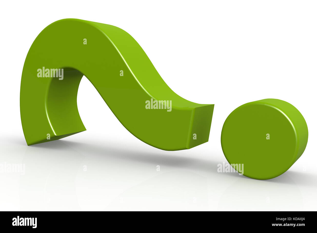 Green question mark on isolate white background, 3D rendering Stock ...