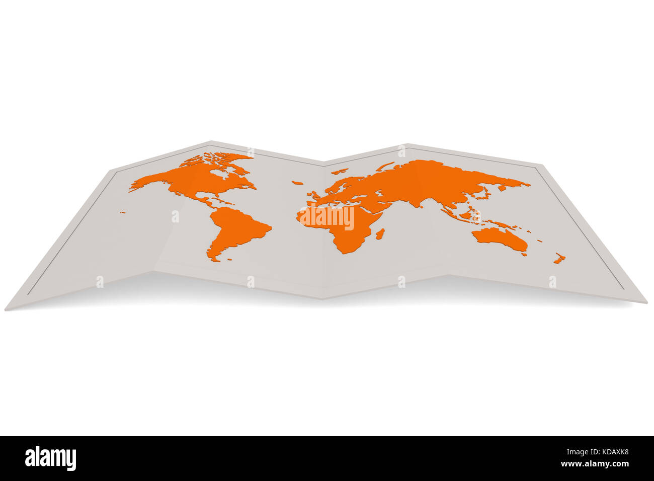 Orange world map, isolated on white, 3D rendering Stock Photo - Alamy