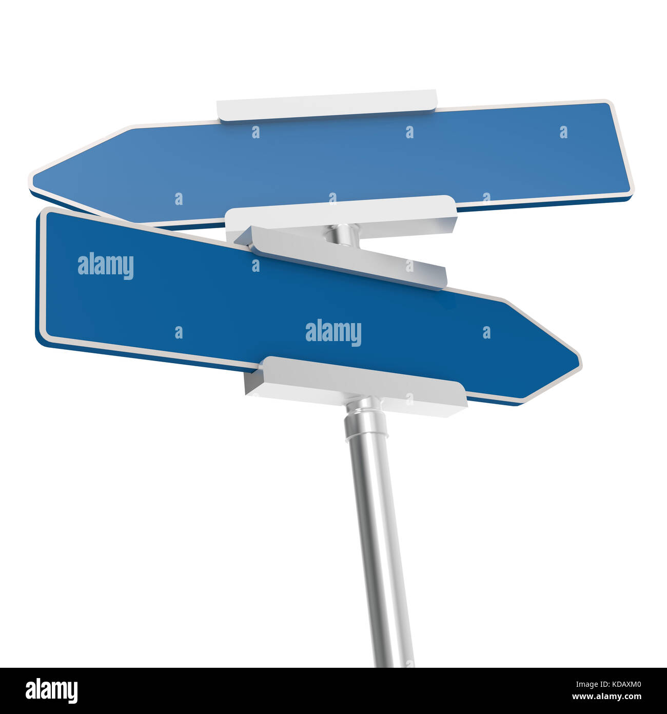 Blue signboard with metal pole, isolated with white background Stock ...