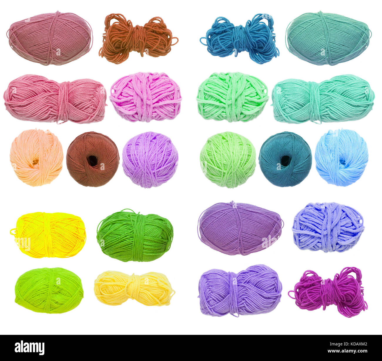 Colored balls of yarn. View from above. Rainbow colors. Yarn for ...