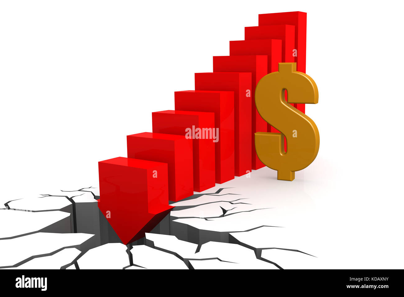 Dollar is falling, isolated on white, 3D rendering Stock Photo - Alamy