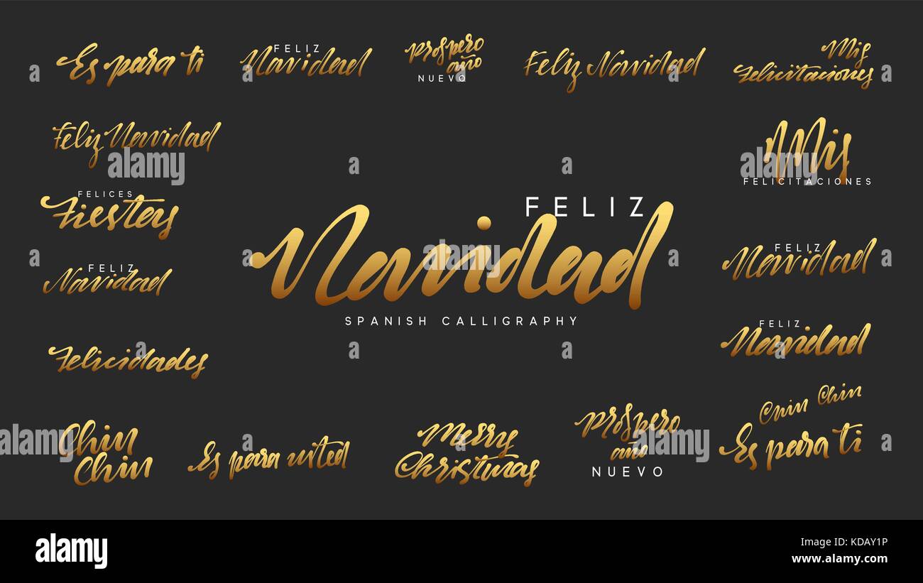 Spanish lettering Feliz Navidad, Felices Navidades, Mis felicitaciones ...