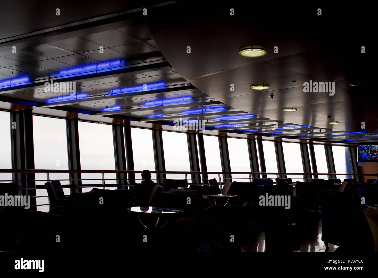 Bar and seating area at the stern of a ferry Stock Photo - Alamy