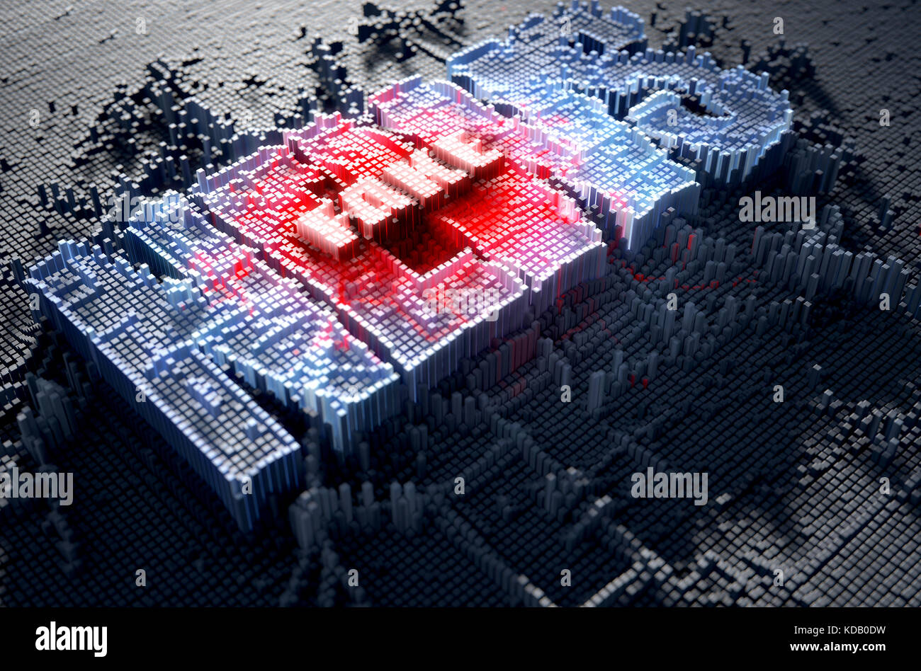 A microscopic closeup concept of small cubes in a random layout that ...