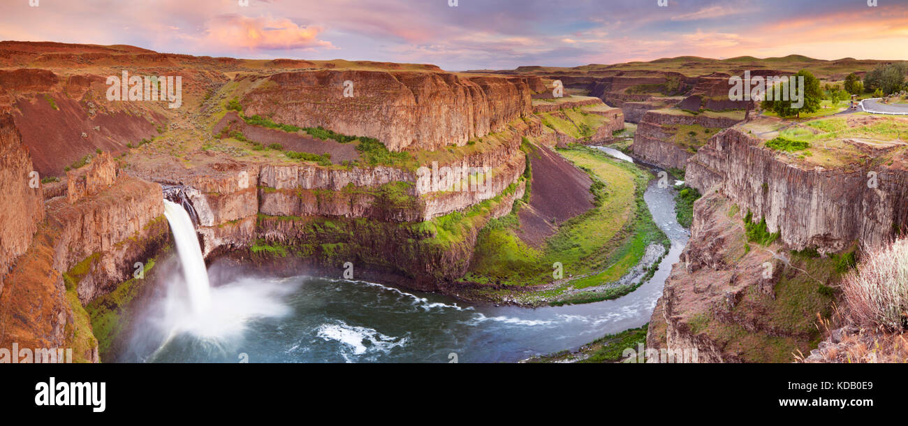 The Palouse Falls in Washington, USA, photographed at sunset Stock ...