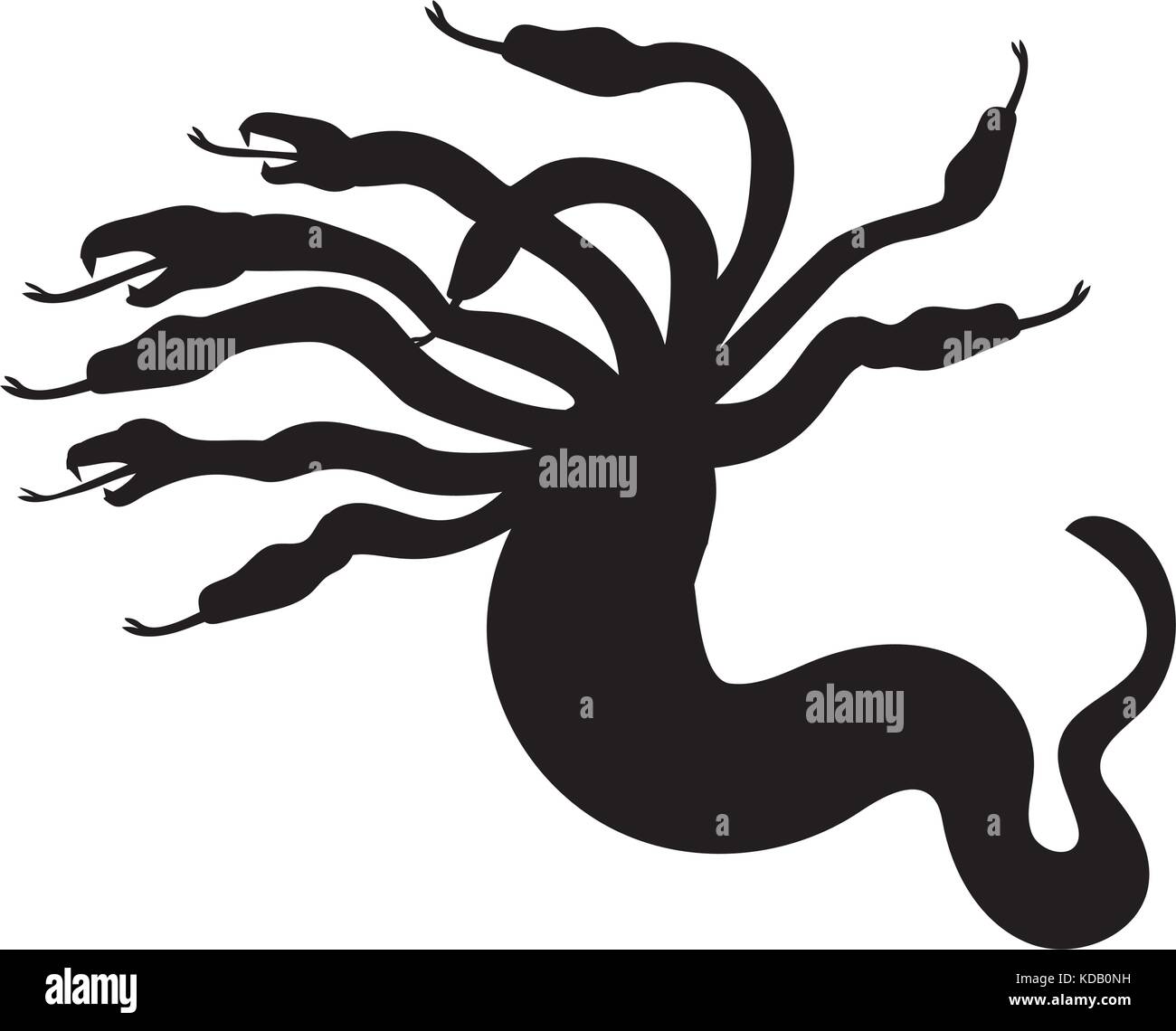 Hydra silhouette ancient mythology fantasy. Vector illustration Stock ...