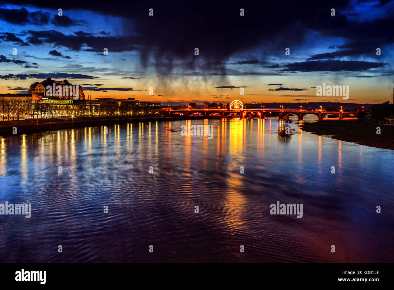 River at night with rain clouds, Dresden Stock Photo - Alamy