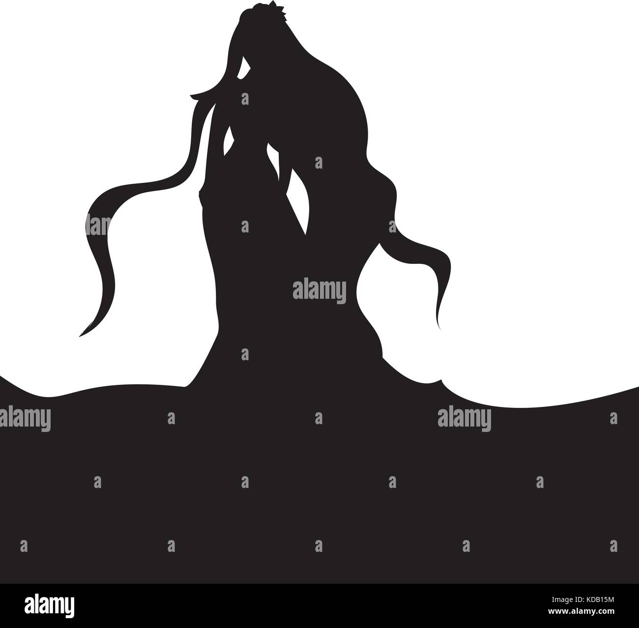Naiad water nymph silhouette ancient mythology fantasy. Vector ...
