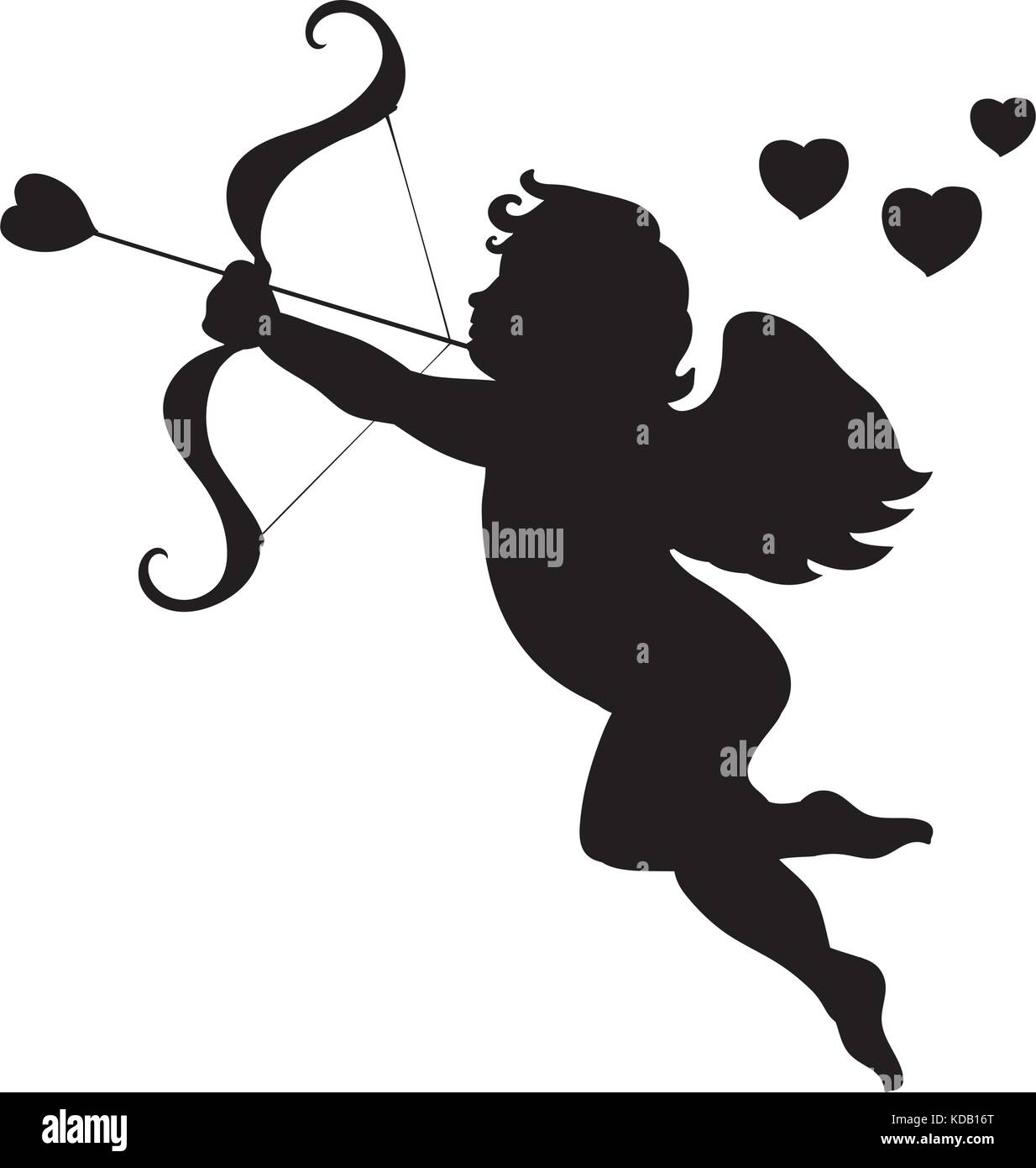 Cupid love silhouette ancient mythology fantasy. Vector illustration ...