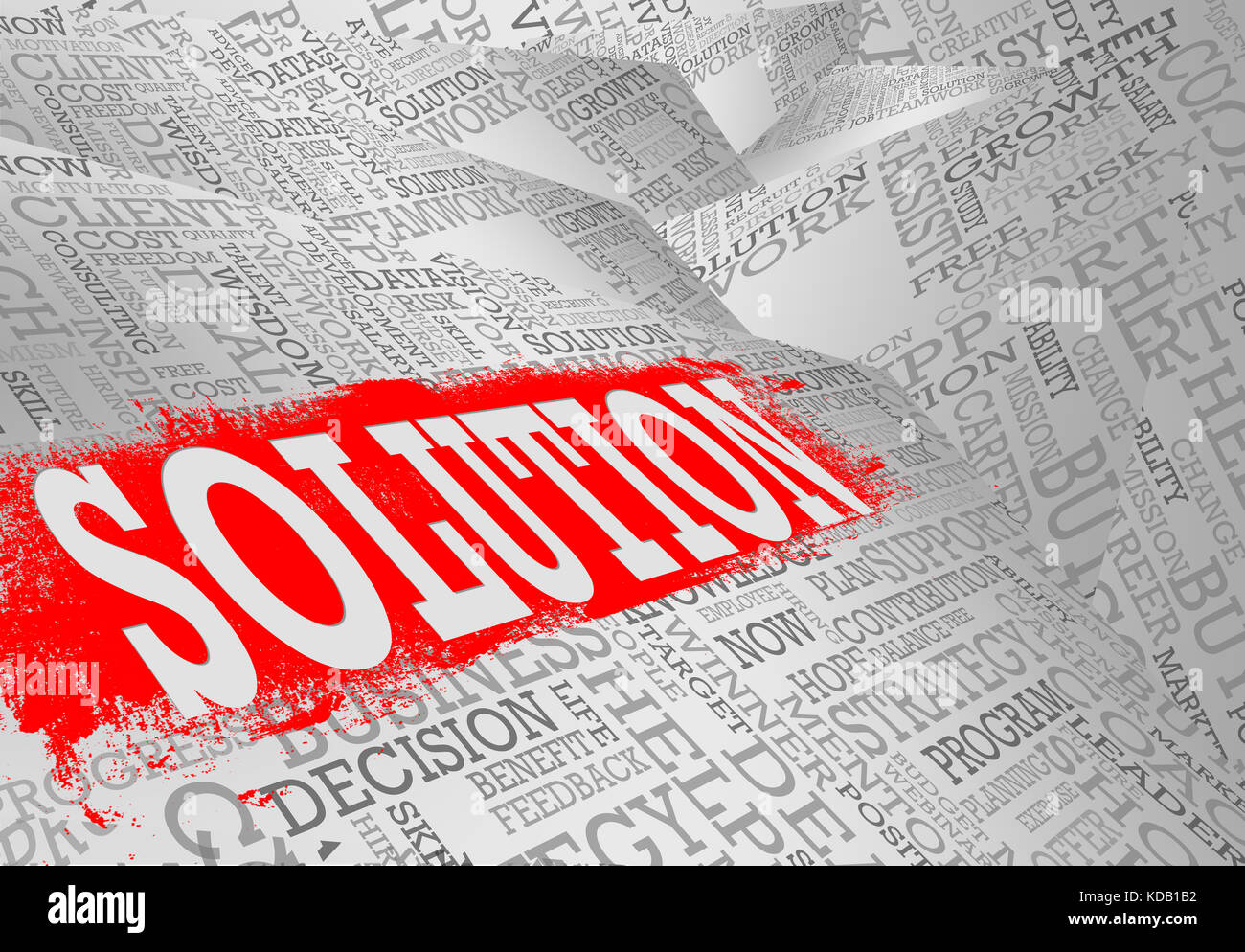 Solution word cloud, business concept, 3D rendering Stock Photo - Alamy