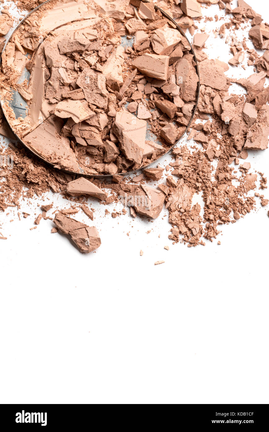Make up crushed powder on white background Stock Photo - Alamy