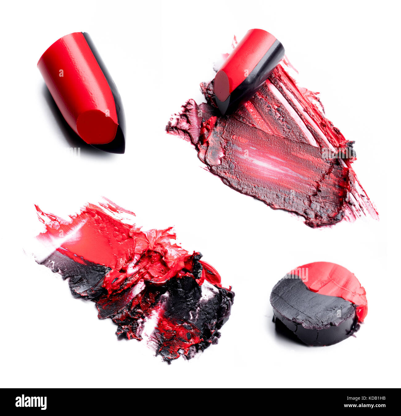 Collection of two tones crushed lipstick on a white background Stock ...