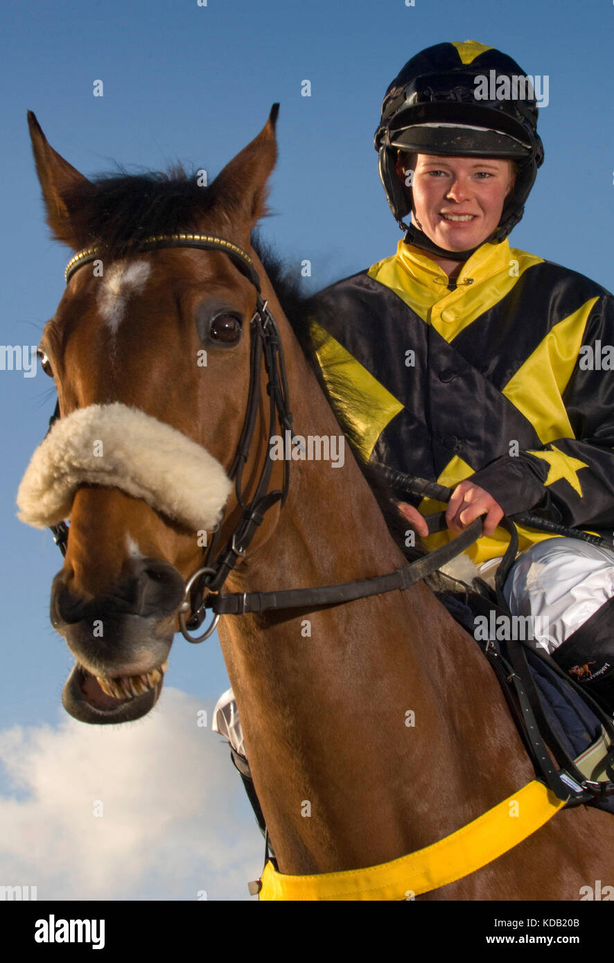 Jockey Jess Westwood with her horse 'Monkerty Tunkerty' Stock Photo - Alamy