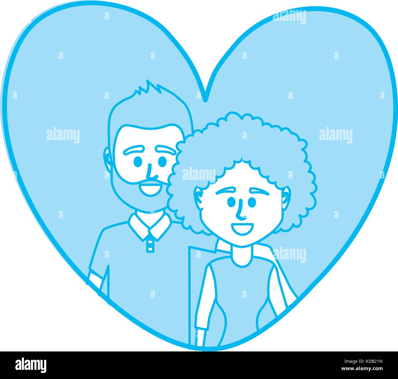 silhouette couple together inside heart design vector illustration ...