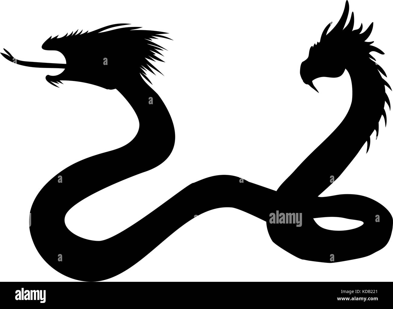 Serpent two headed silhouette ancient mythology fantasy. Vector ...