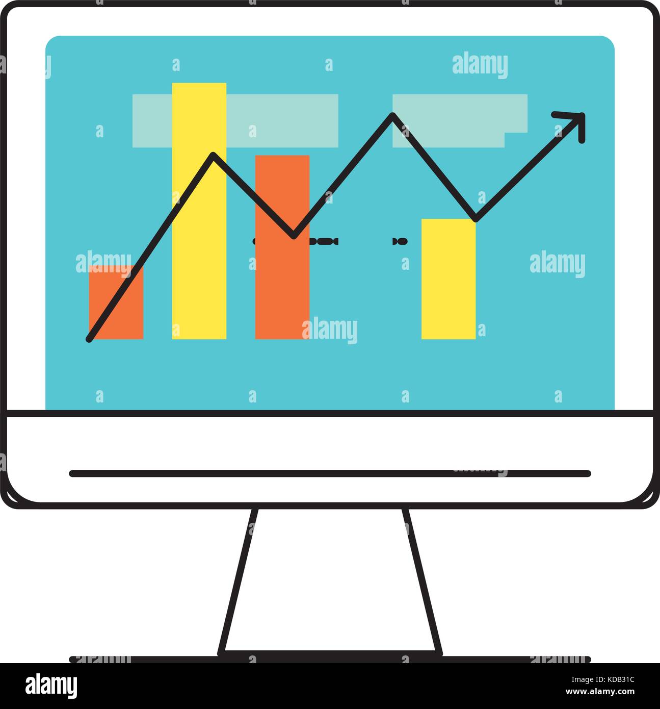 computer technology with statistics bar diagram vector illustration ...