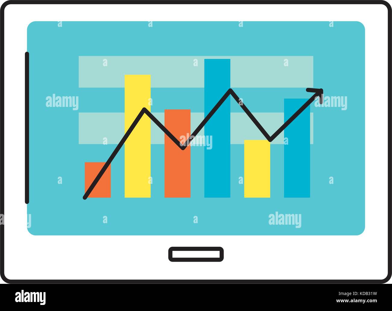 screen technology with statistics bar diagram vector illustration Stock ...