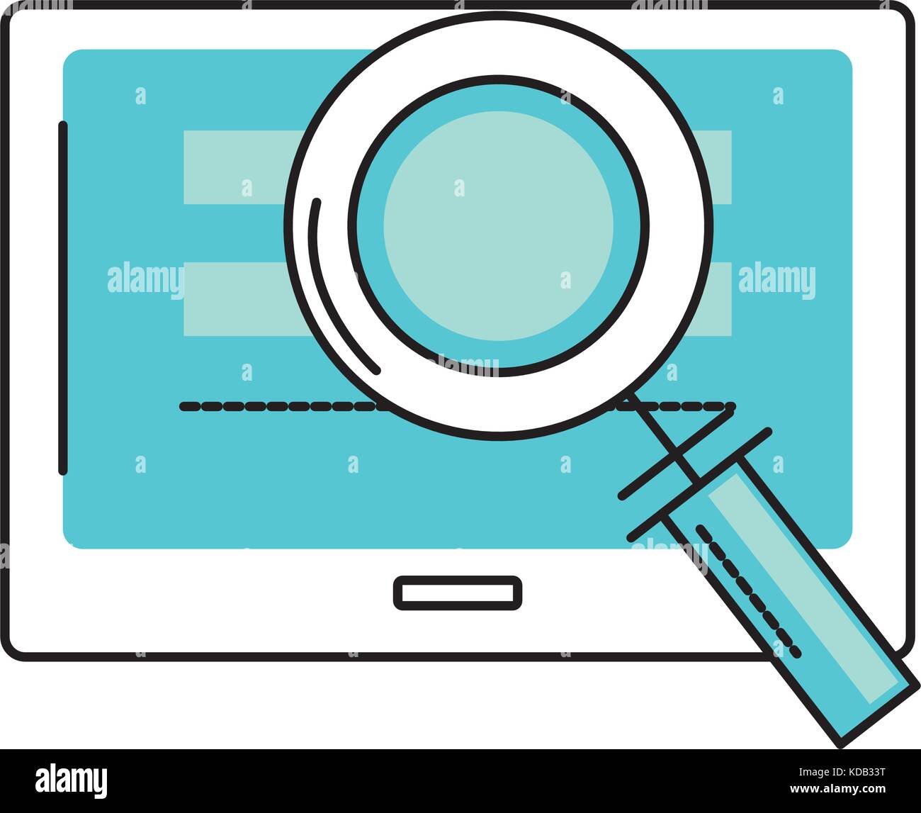 screen technology with information and magnifying glass vector ...