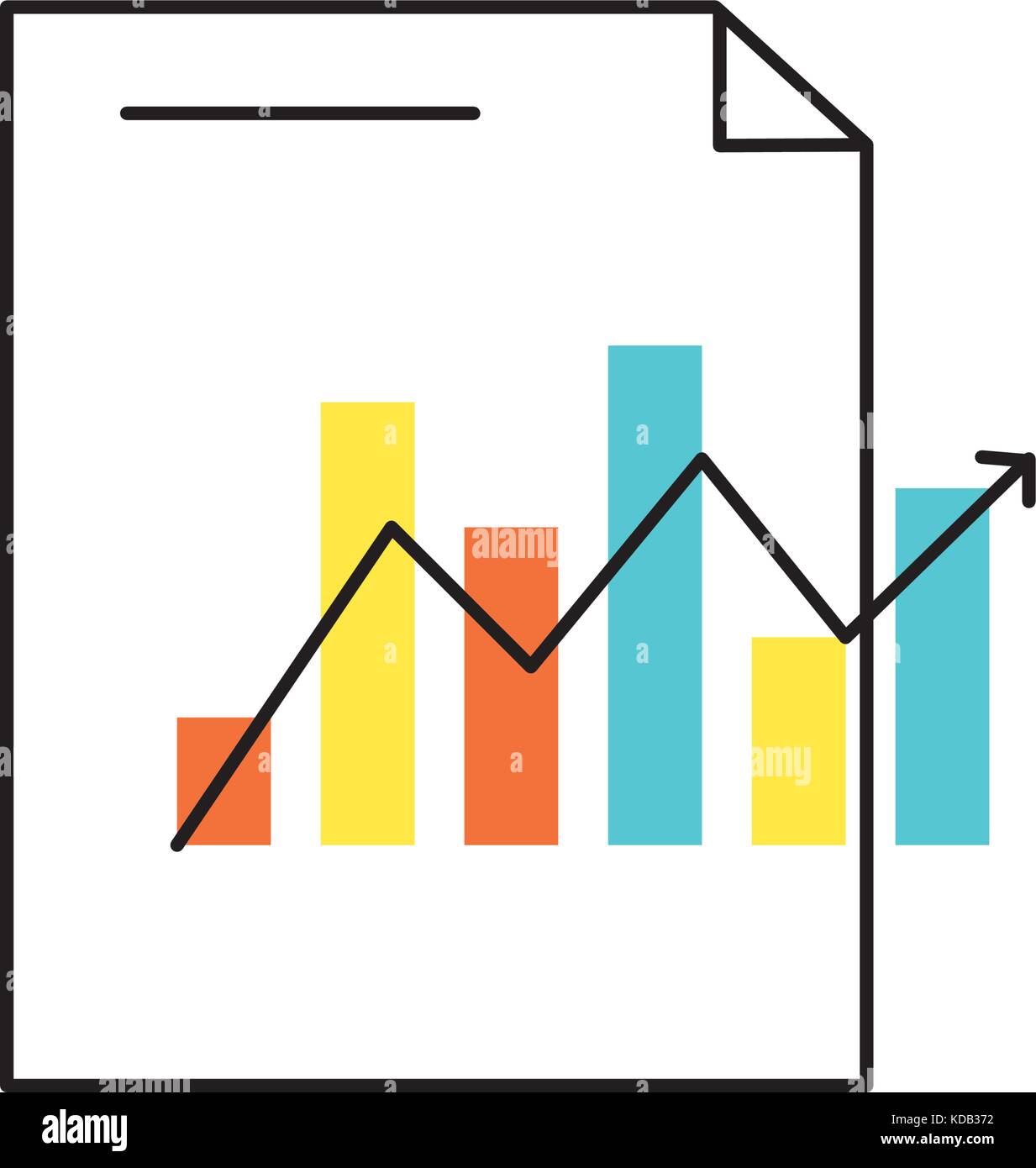 document with statistics bar diagram and arrow growing vector ...