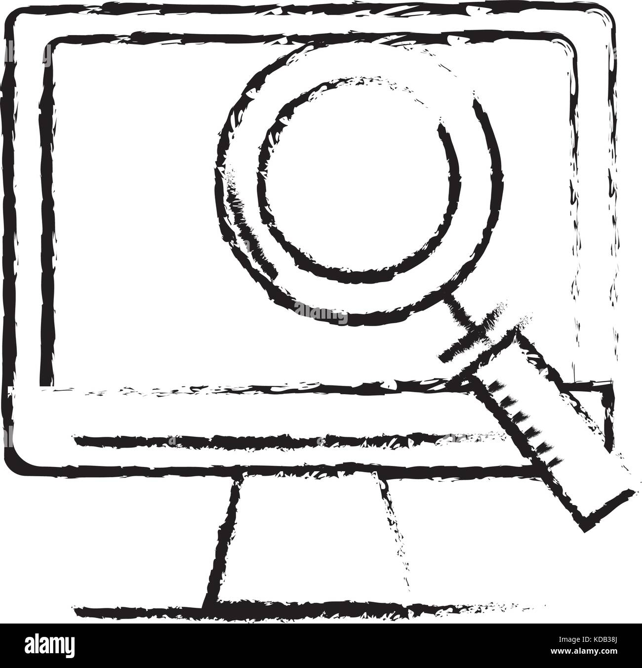 figure computer technology information with magnifying glass vector ...