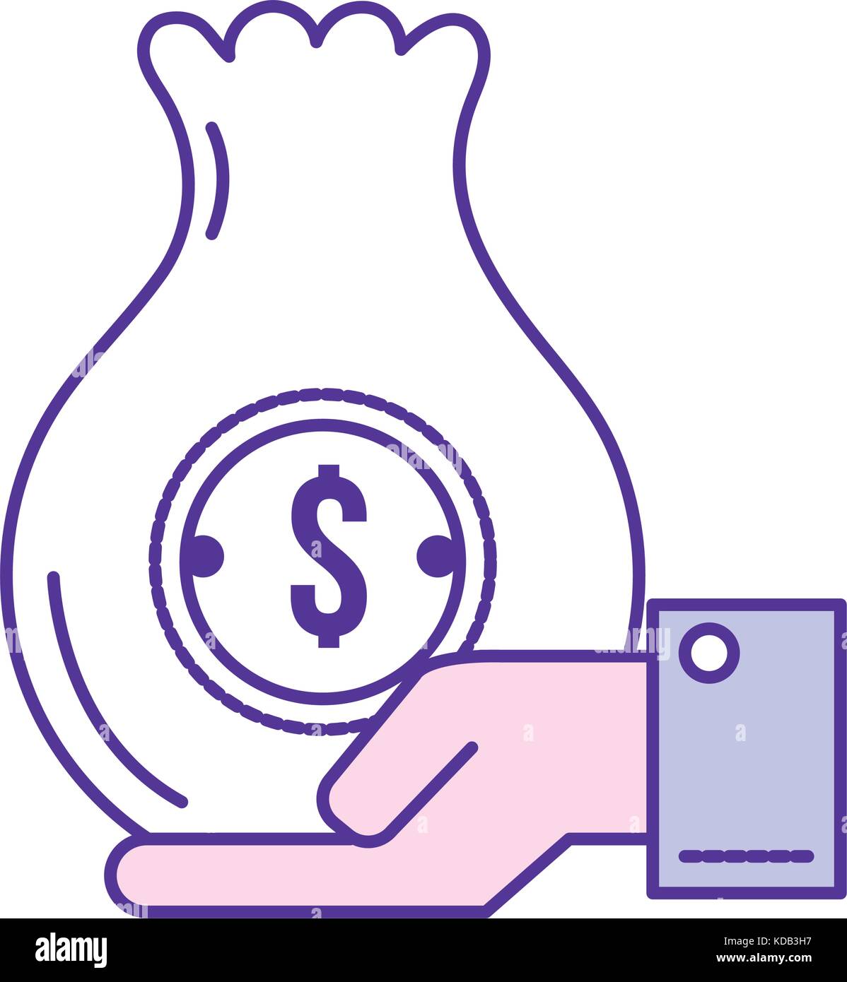 businessman with bag cash money in the hand vector illustration Stock ...