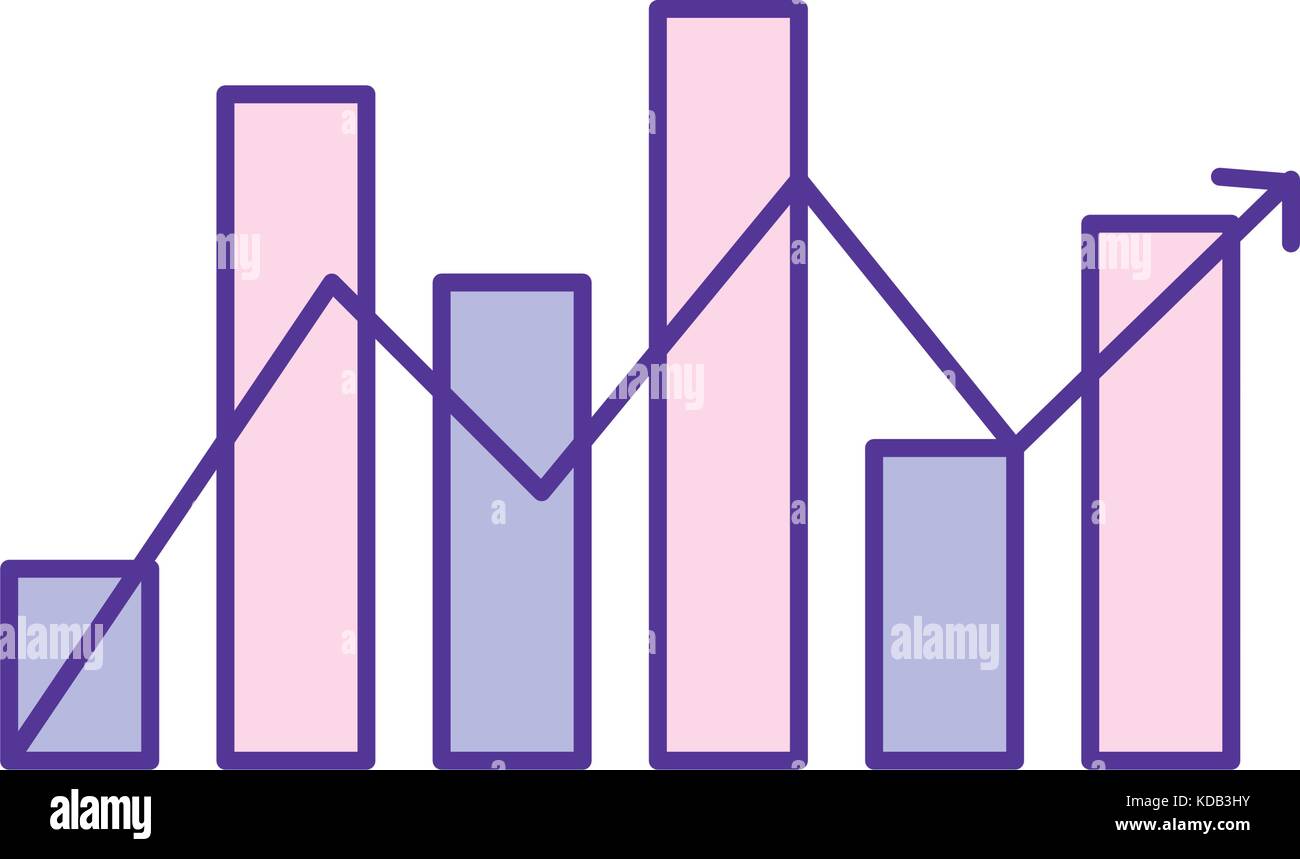 statistics bar diagram with arrow growing vector illustration Stock ...