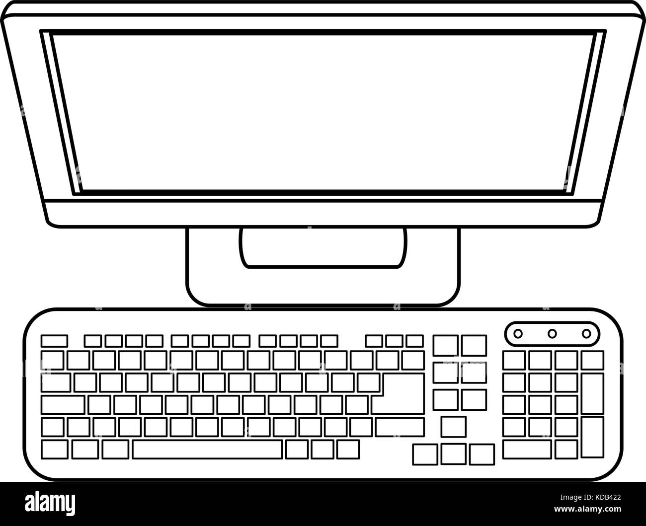 computer monitor keyboard with blank screen topview icon image Stock ...