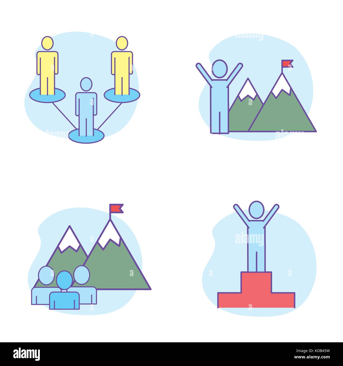 set teamwork communication business to social group vector illustration ...
