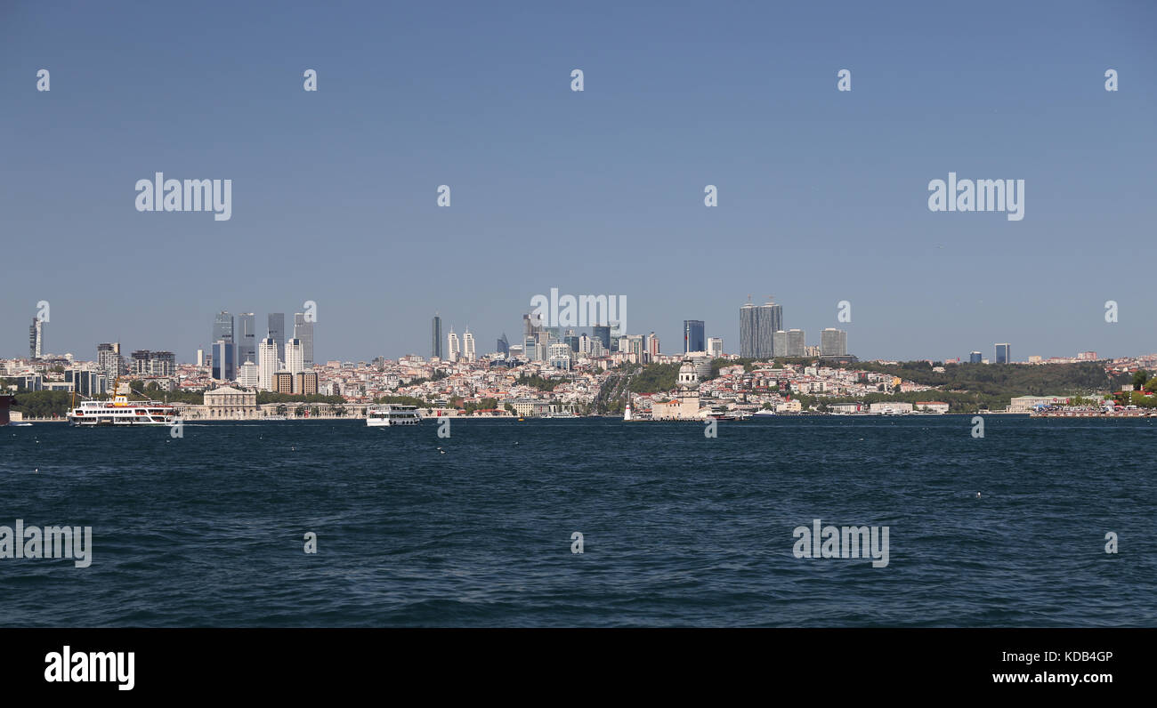 Bosphorus Strait and Besiktas district in Istanbul city, Turkey Stock ...