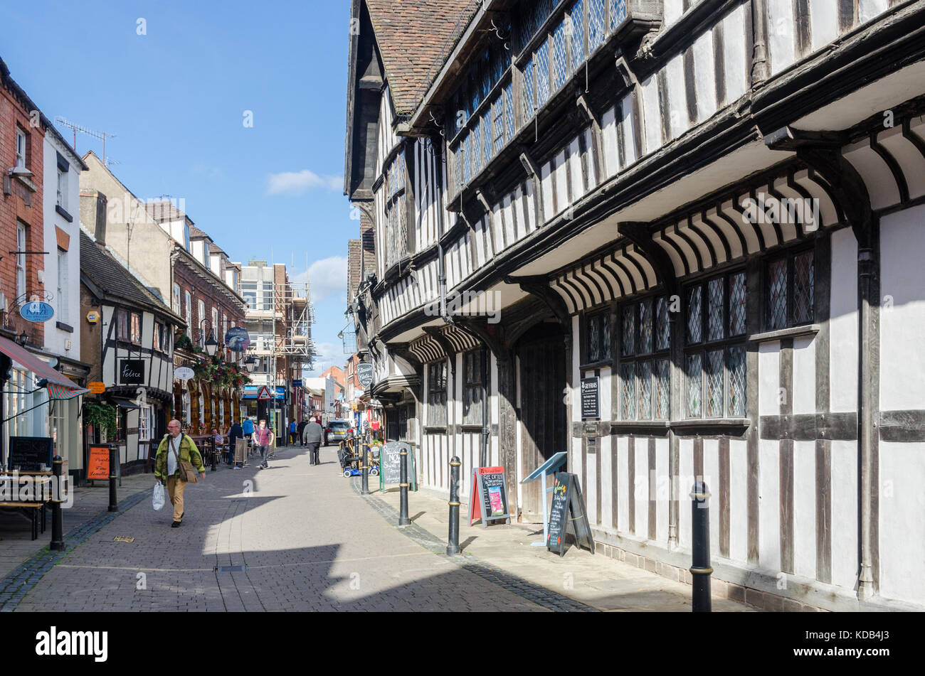 Black and white timber-framed buildings in Friar Street, Worcester, UK ...