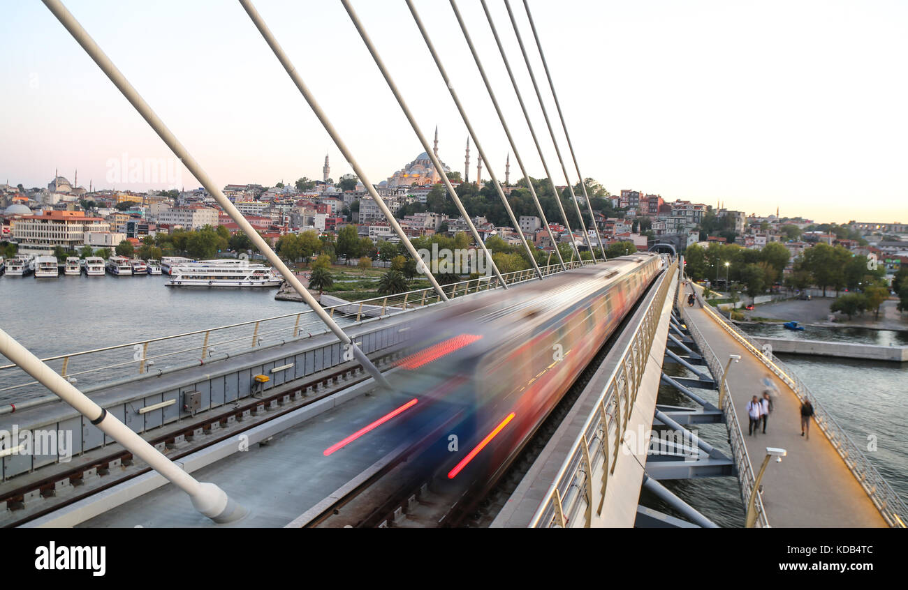 Golden Horn Metro Bridge in Istanbul City, Turkey Stock Photo - Alamy
