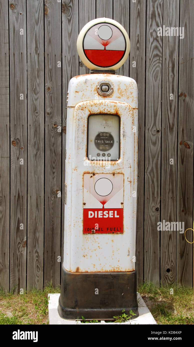 Retro diesel pump station Stock Photo - Alamy