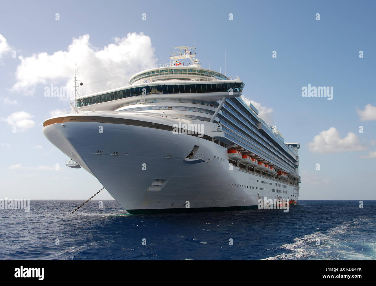 Front view of anchored ocean liner Stock Photo - Alamy