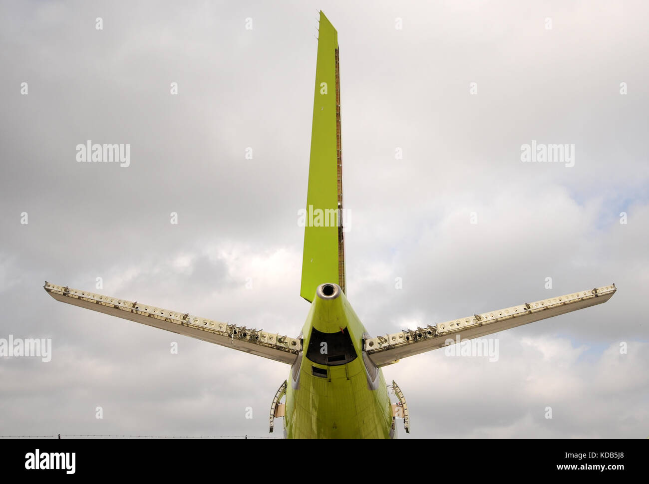 Old jet airplane scrapped for spare parts Stock Photo - Alamy