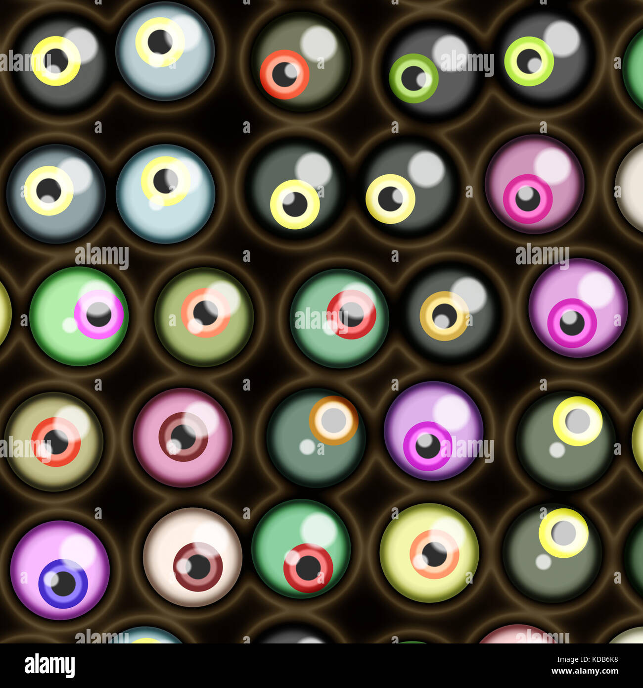 Creepy eyeballs scattered on a black background Stock Photo - Alamy