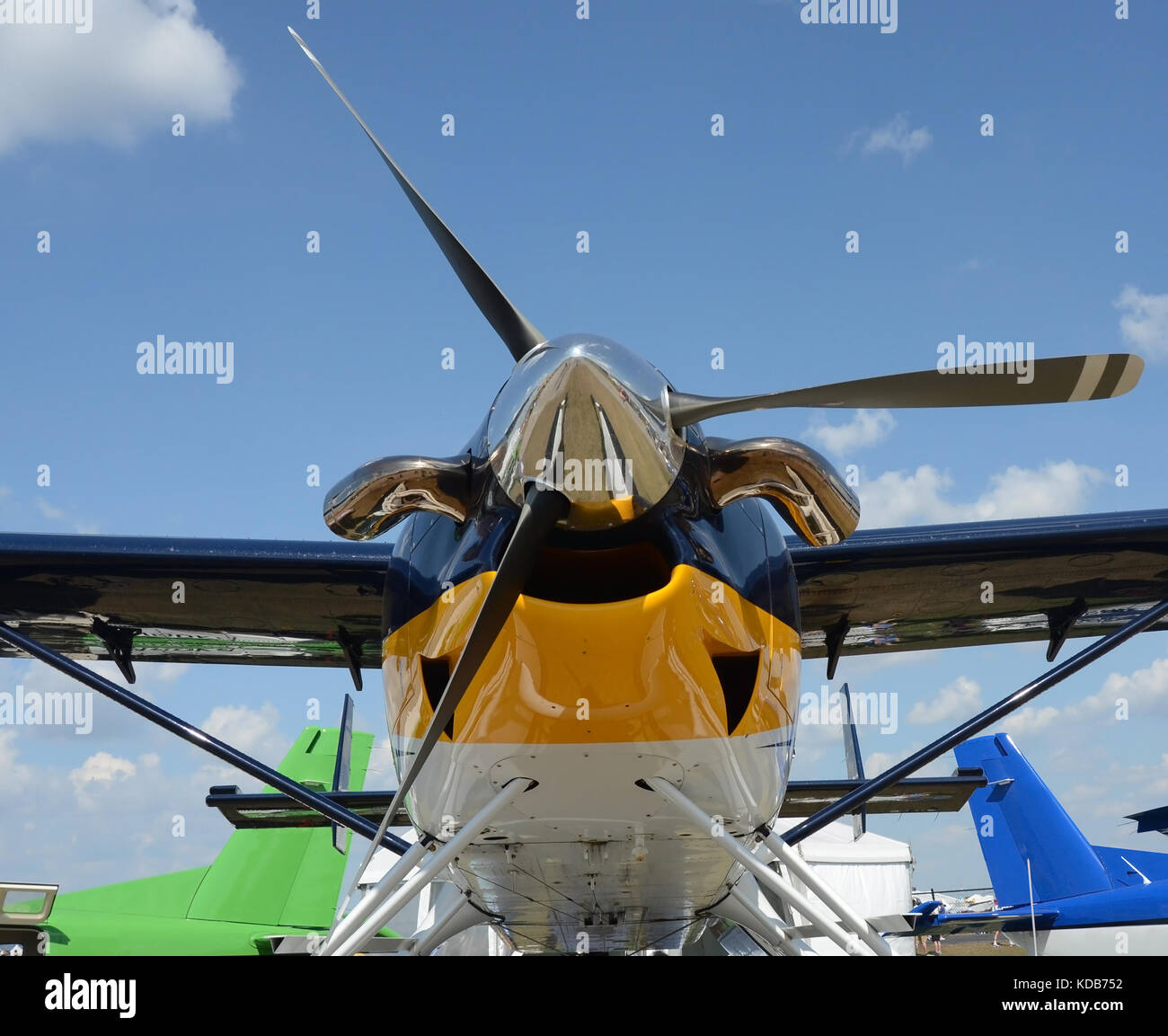 Modern turboprop airplane front view Stock Photo - Alamy