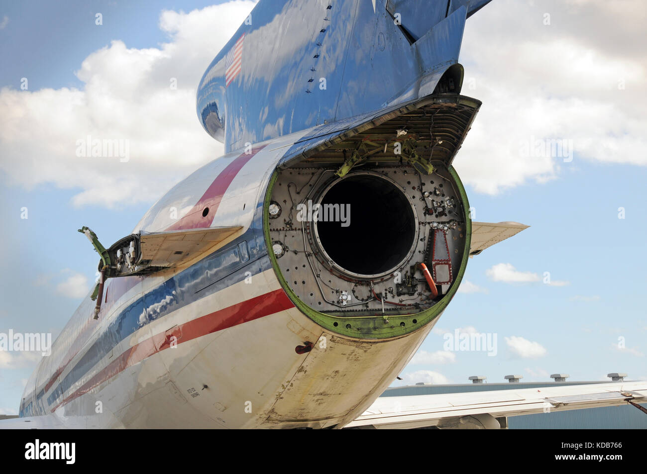 Old jet airplane with missing third engine Stock Photo - Alamy