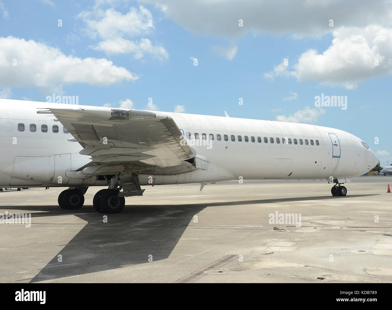 Jet airplane fuselage and nose view on the ground Stock Photo - Alamy