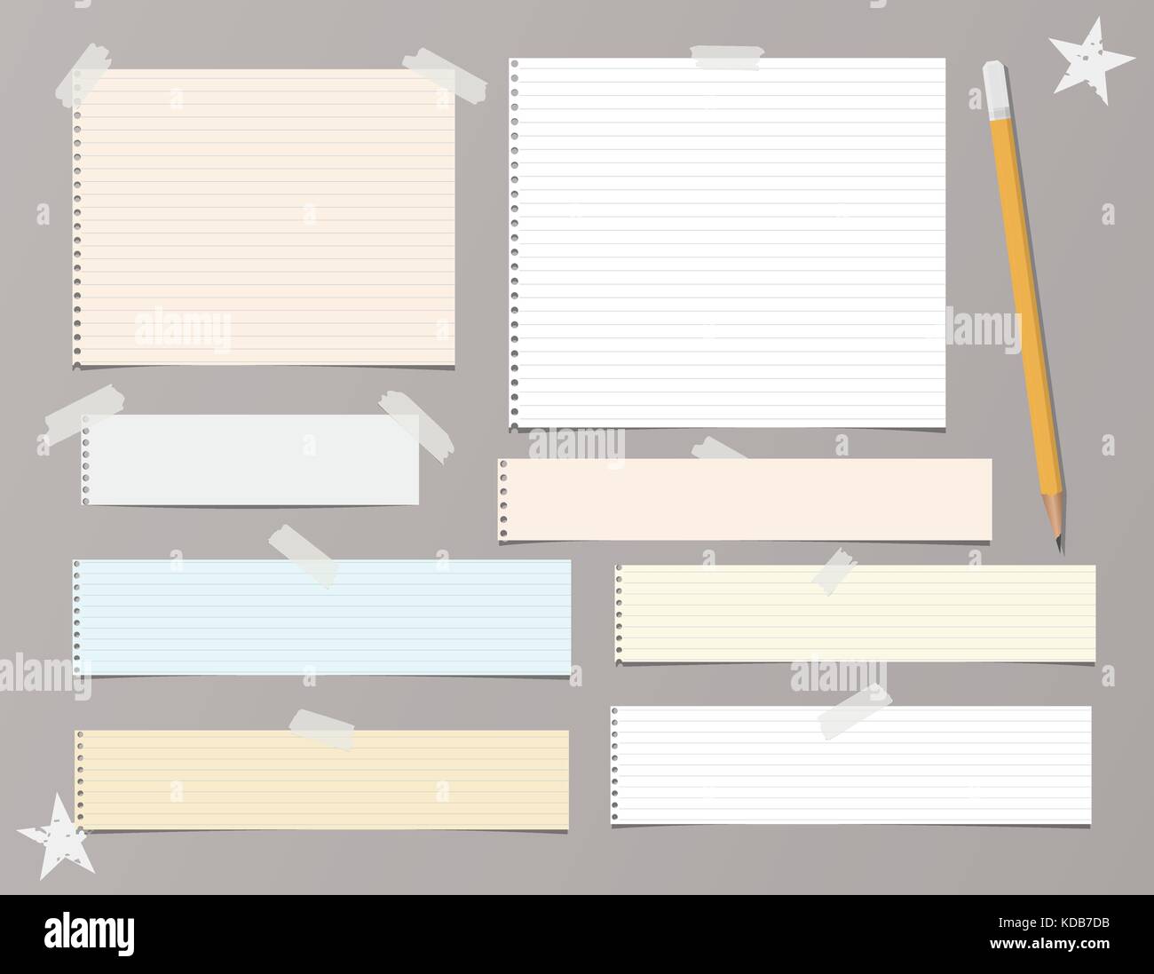 White and colorful striped paper, copybook, notebook sheets for note or ...