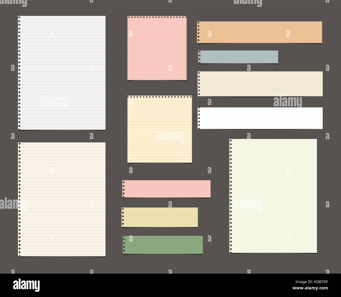 White and colorful striped paper, copybook, notebook sheets for note or ...