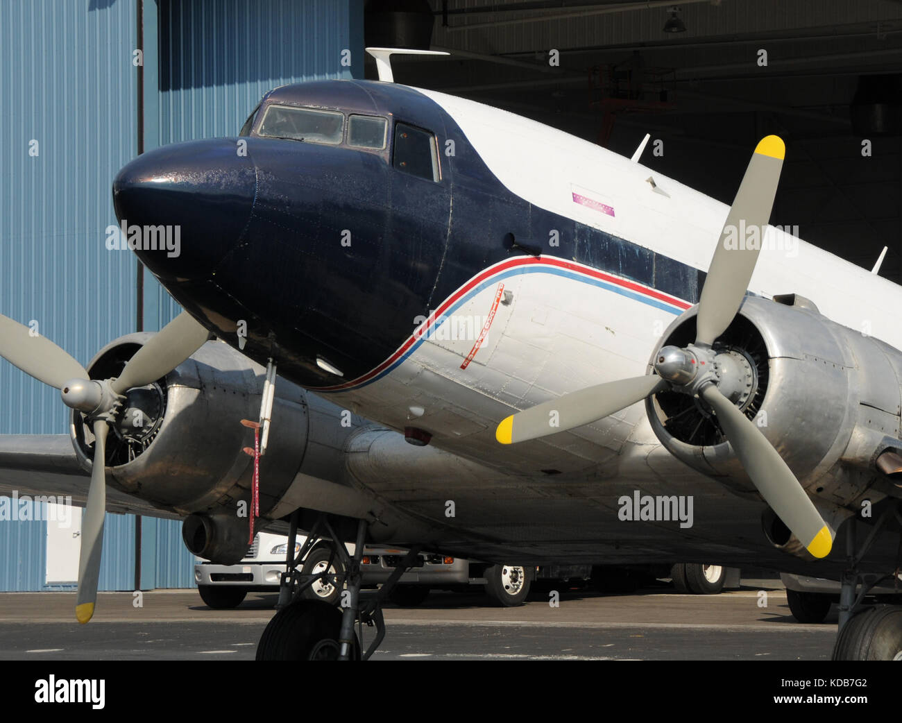 retro propeller airplane nose view with engines Stock Photo - Alamy