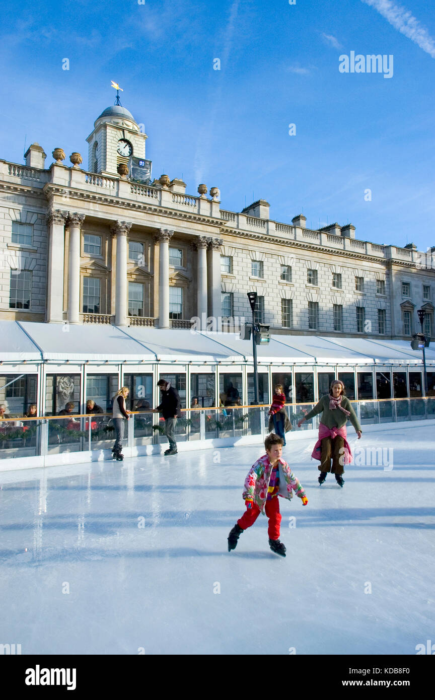 UK, England, London, Somerset House Ice skating rink Stock Photo - Alamy