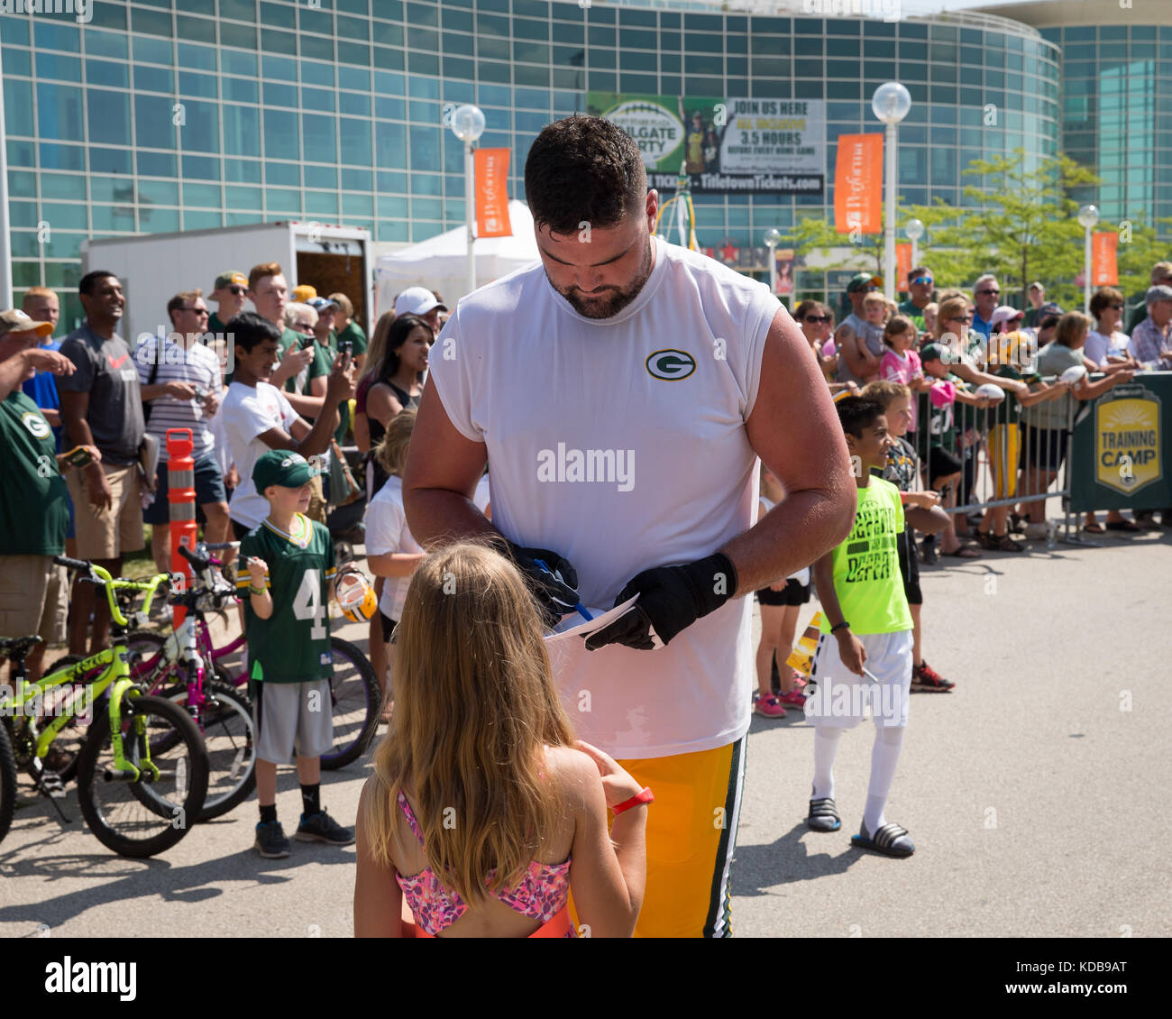 Green Bay, WI - August 1, 2017: Green Bay Packer Kyle Murphy signing ...