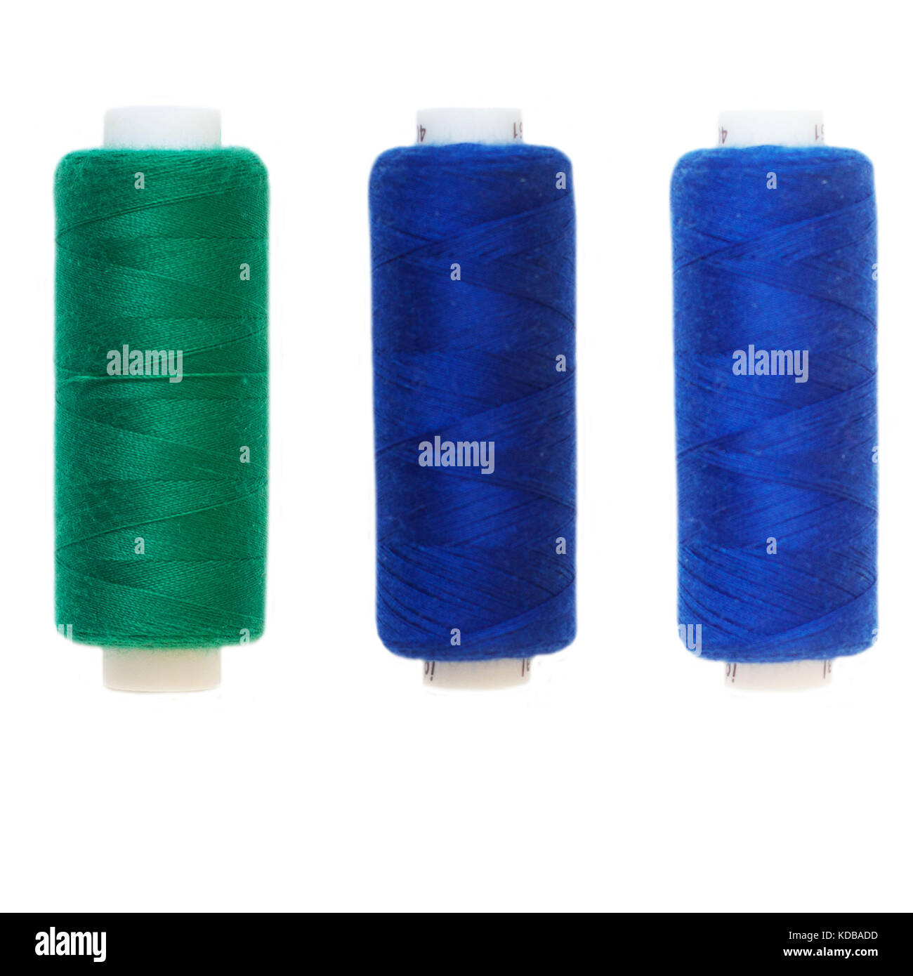 Green and blue thread. Isolated. White background Stock Photo - Alamy
