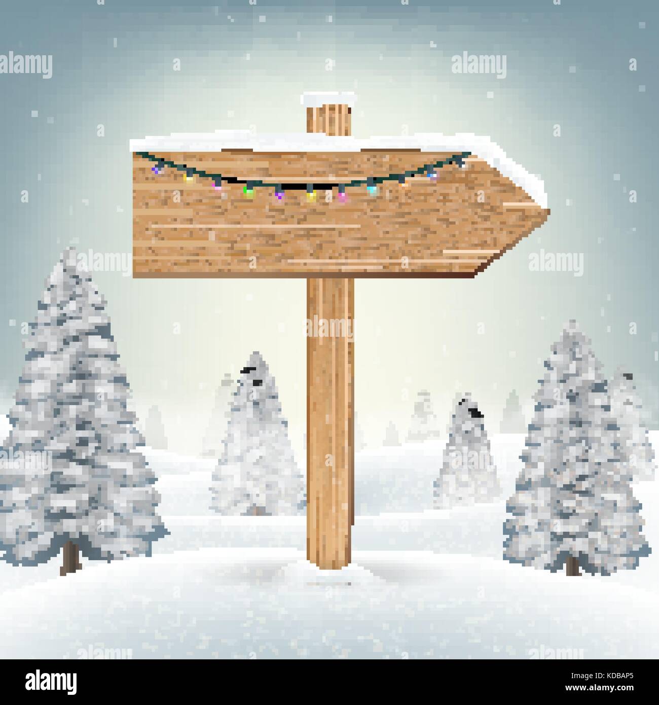 christmas direction wood board sign on snow Stock Vector Image & Art ...