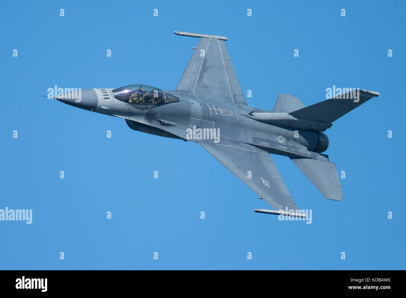 F-16 Fighting Falcon approaching at a very unusual close view Stock ...