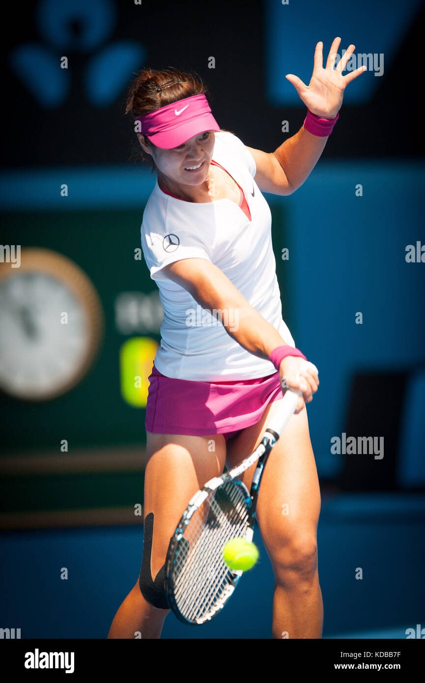 Li Na of China plays in the championship round of the Australian Open ...