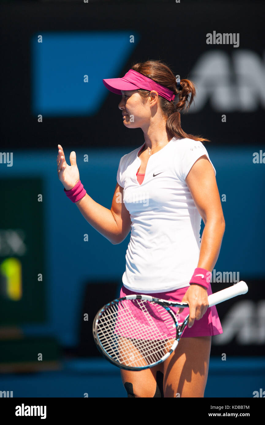 Li Na of China plays in the championship round of the Australian Open ...
