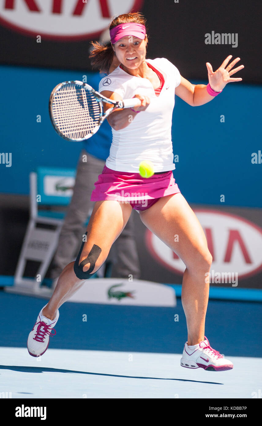 Li Na of China plays in the championship round of the Australian Open ...